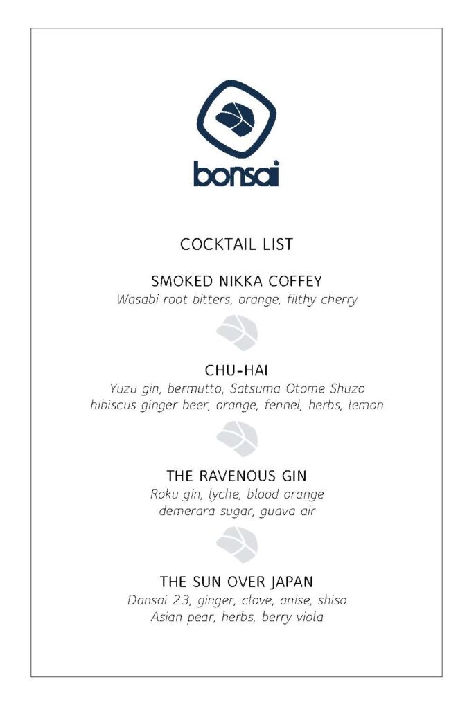 Menu | Japanese Cuisine | Bonsai